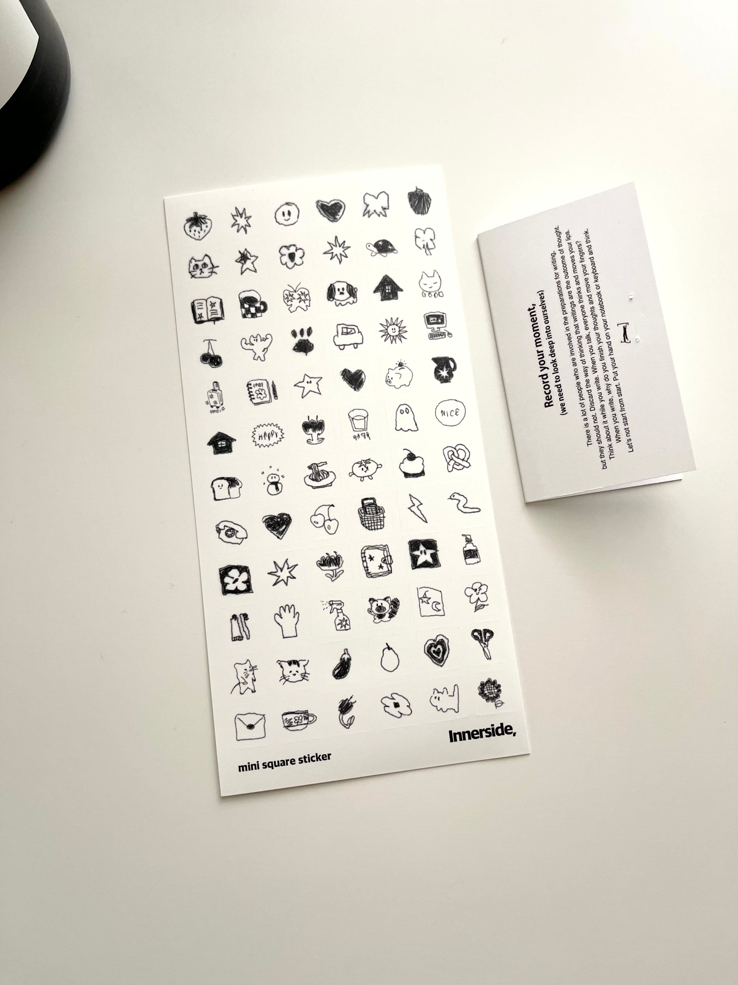 Jeongo Innerside Mini Square Drawing Sticker // White Matte – Journal ...