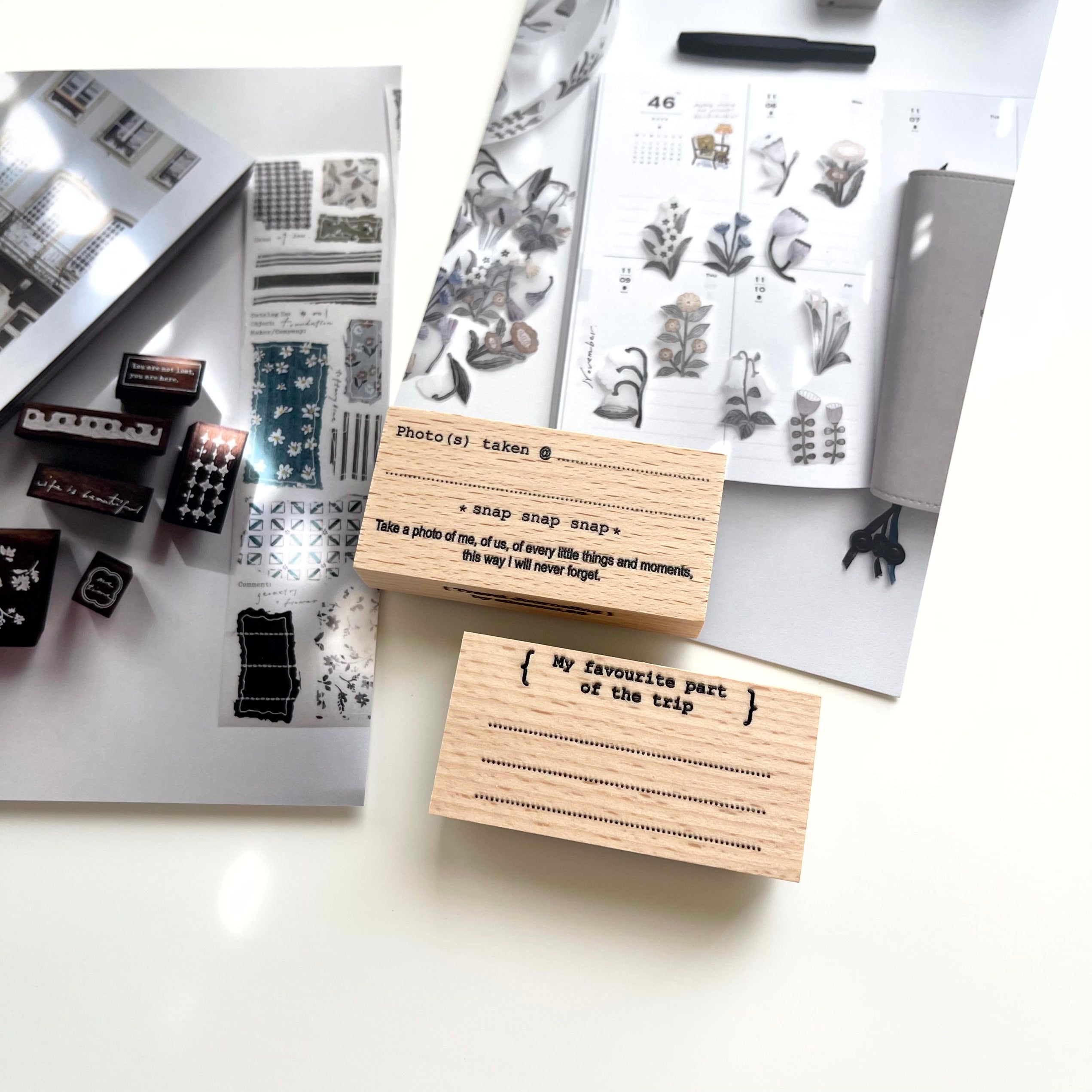 EileenTai.85 Travel Recording Rubber Stamps / 2 Designs – Journal Station
